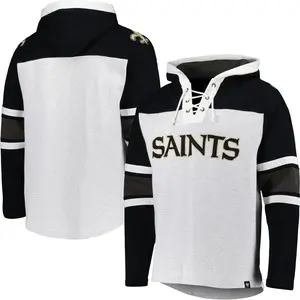 '47 New Orleans Saints Heather Gridiron Lace-up Pullover Hoodie - Gray
