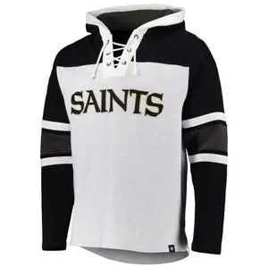 '47 New Orleans Saints Heather Gridiron Lace-up Pullover Hoodie