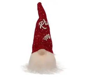 NORTHLIGHT Lit Red Knit 'kiss Me' Hat Valentine 's Day Gnome - One-color