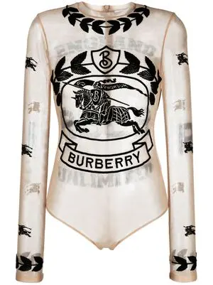 Burberry Embroidered Stretch Tulle Bodysuit