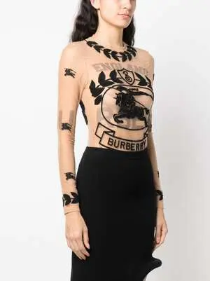Burberry Embroidered Stretch Tulle Bodysuit