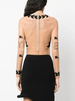 Burberry Embroidered Stretch Tulle Bodysuit
