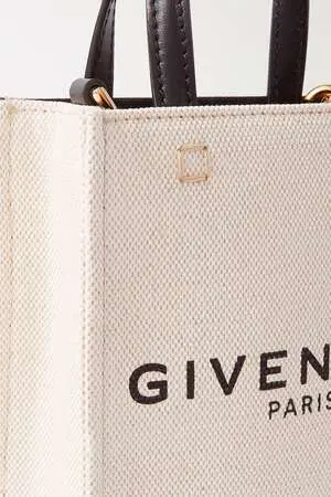Givenchy G-tote Mini Leather-trimmed Printed Canvas Tote - Beige
