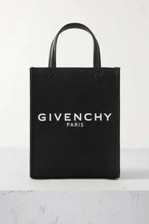 Givenchy Black G-Tote Mini Leather-trimmed Printed Canvas Tote Black