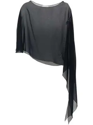 Antonelli Firenze Asymmetric Silk Blouse - Black