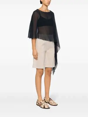 Antonelli Firenze Asymmetric Silk Blouse - Black