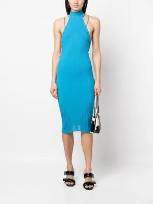 ANDREĀDAMO Halterneck Knitted Midi Dress - Blue
