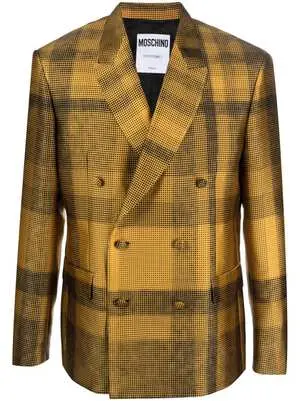 Moschino Plaid-check Double-breasted Blazer - Yellow