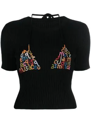 Jacquemus La Maille Bikini Cropped Top - Black