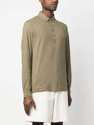 Massimo Alba Long-sleeve Cotton Polo Shirt - Green