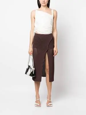 ANDREĀDAMO Crochet-knit Midi Skirt - Brown