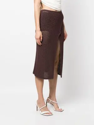 ANDREĀDAMO Crochet-knit Midi Skirt - Brown