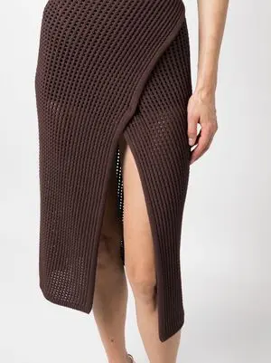 ANDREĀDAMO Crochet-knit Midi Skirt - Brown