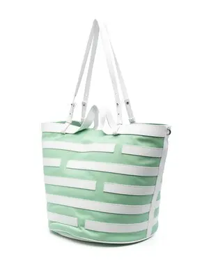 Casadei Stripe-pattern Leather Tote Bag - Green
