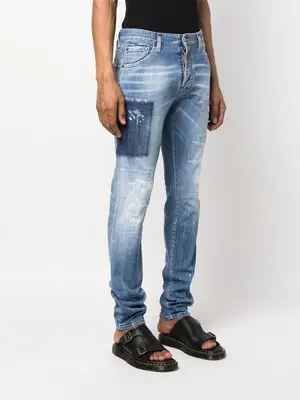 Dsquared2 Light Wash Logo Patch Jeans