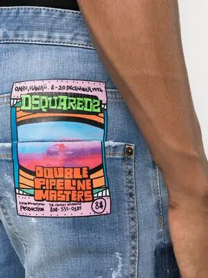 Dsquared2 Light Wash Logo Patch Jeans