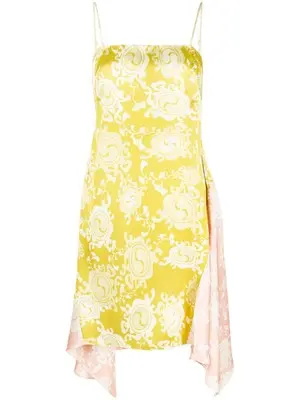 Dsquared2 Floral-print Draped Dress - Yellow