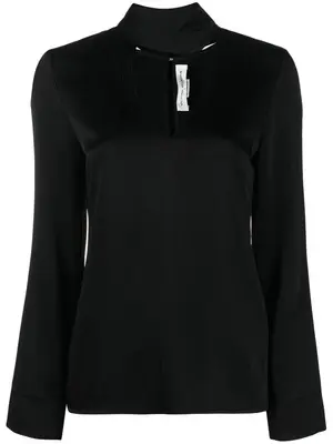 Victoria Beckham V-neck Fringed Blouse - Black