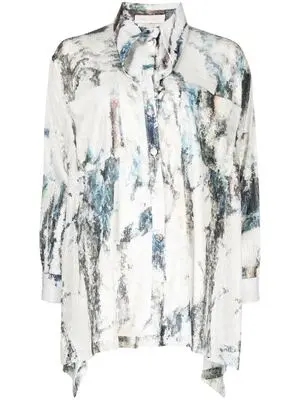 SAIID KOBEISY Sequin Graphic Print Shirt