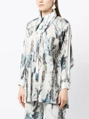 SAIID KOBEISY Sequin Graphic Print Shirt