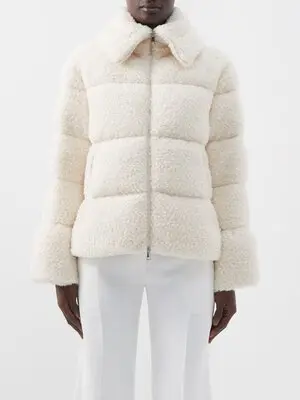 Moncler Moncler - Barbot High-neck Faux-shearling Down Jacket - Womens - Cream - One-color