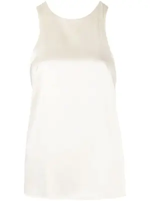 Loulou De Saison Twist-detail Racerback Silk Top - Neutrals