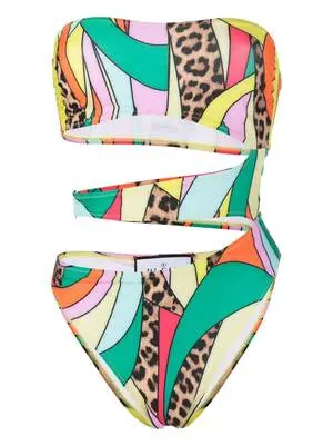 Philipp Plein Rainbow Patchwork-print Monokini - Green