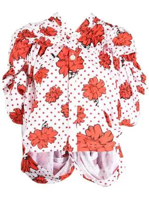 COMME DES GARÇONS TAO Printed Ruffle-detail Shirt - White