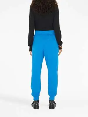 Burberry Embroidered-letter Motif Cotton Track Pants - Blue