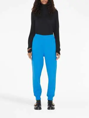 Burberry Embroidered-letter Motif Cotton Track Pants - Blue
