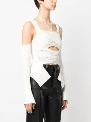 ANDREĀDAMO Cut-out Ribbed Knit Top