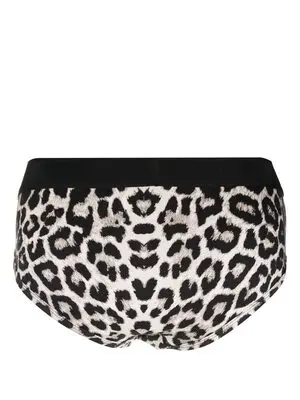TOM FORD Cheetah-print Logo-waistband Briefs - Neutrals