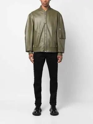 MANOKHI Savona Leather Bomber Jacket - Green