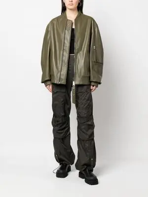 MANOKHI Savona Leather Bomber Jacket - Green