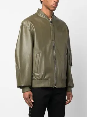 MANOKHI Savona Leather Bomber Jacket - Green