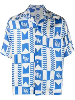 Rhude Graphic-print Silk Shirt - Blue
