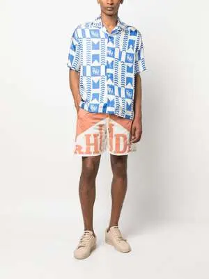 Rhude Graphic-print Silk Shirt - Blue