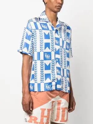 Rhude Graphic-print Silk Shirt - Blue