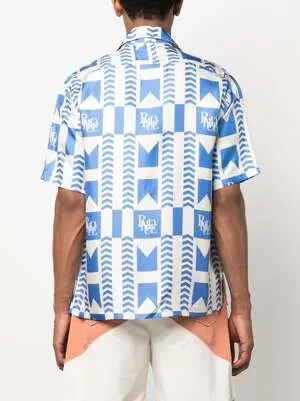 Rhude Graphic-print Silk Shirt - Blue
