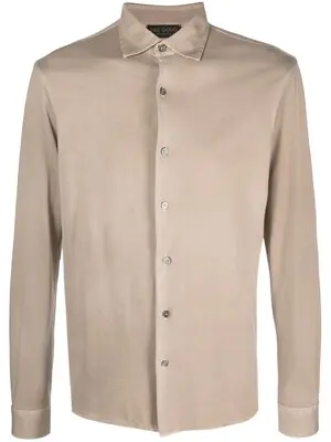DELL'OGLIO Long-sleeve Cotton Shirt - Neutrals