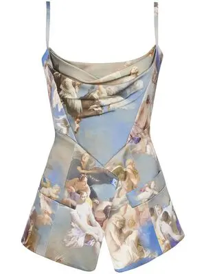 Balmain Sky-print Corset Top - Blue