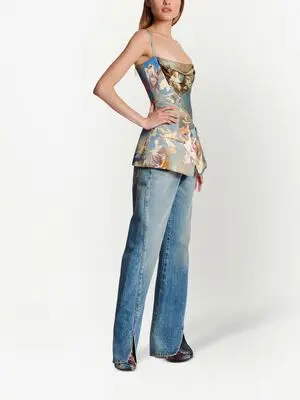 Balmain Sky-print Corset Top