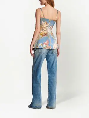 Balmain Sky-print Corset Top