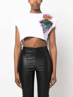 Philipp Plein Love Tattoo Cropped T-shirt - White