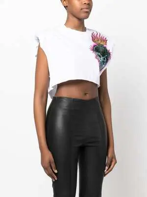 Philipp Plein Love Tattoo Cropped T-shirt - White