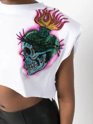 Philipp Plein Love Tattoo Cropped T-shirt - White