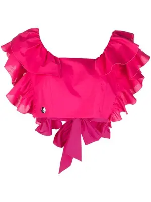 Philipp Plein Volant Ruffled Cropped Top