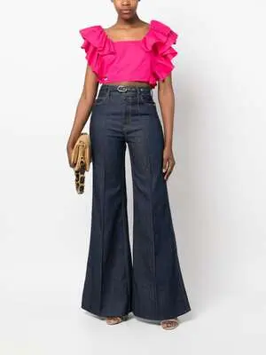 Philipp Plein Volant Ruffled Cropped Top