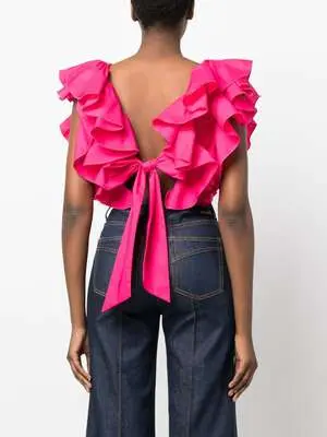 Philipp Plein Volant Ruffled Cropped Top