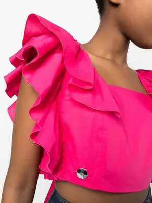 Philipp Plein Volant Ruffled Cropped Top